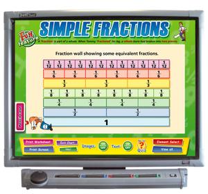 Simple Fractions Math Interactive Whiteboard SMARTBOARD on PopScreen