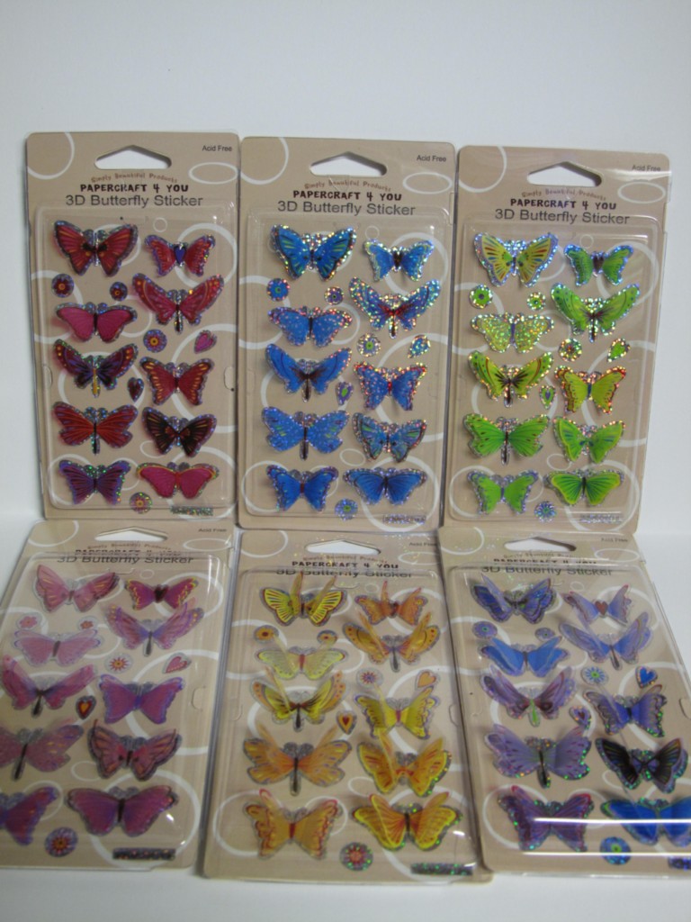 3D Butterfly Stickers Great for Cardmaking, Craft Projects 6 Colours ...