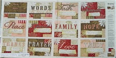 Patchwork Quilting Sewing Fabric WORDS TO LIVE BY Inspirational Panel ...