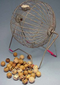 7 INCH BINGO ROLLER CAGE 39 WOODEN BALLS GAMBLING LOTTERY JAPAN GAME ...