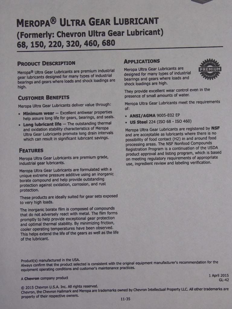 Extreme-pressure Industrial Oil Chevron Meropa Gear Lubricant - 35 Lb ...