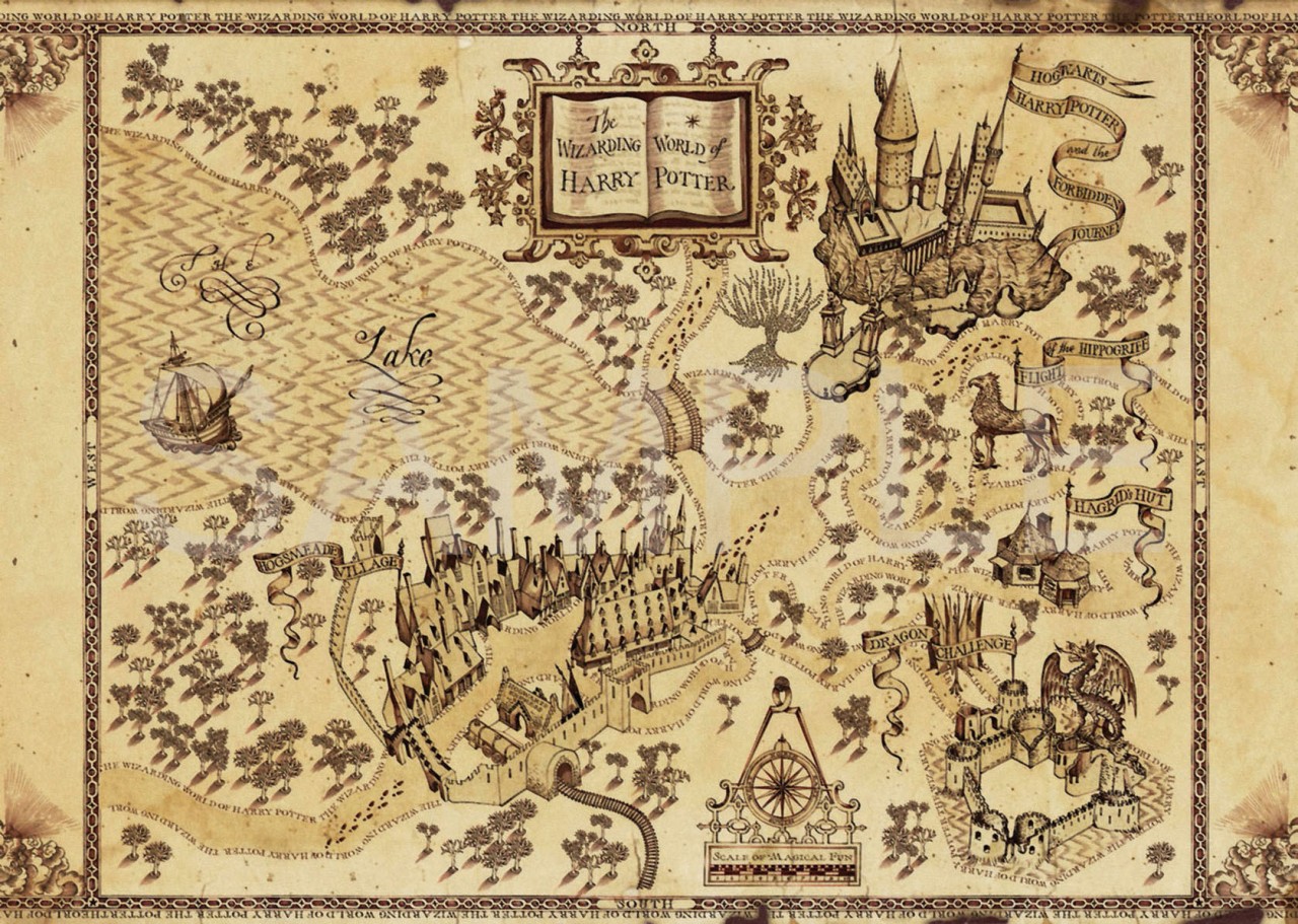 WORLD OF HARRY POTTER MAP A3 POSTER ART PRINT HAL599 | eBay