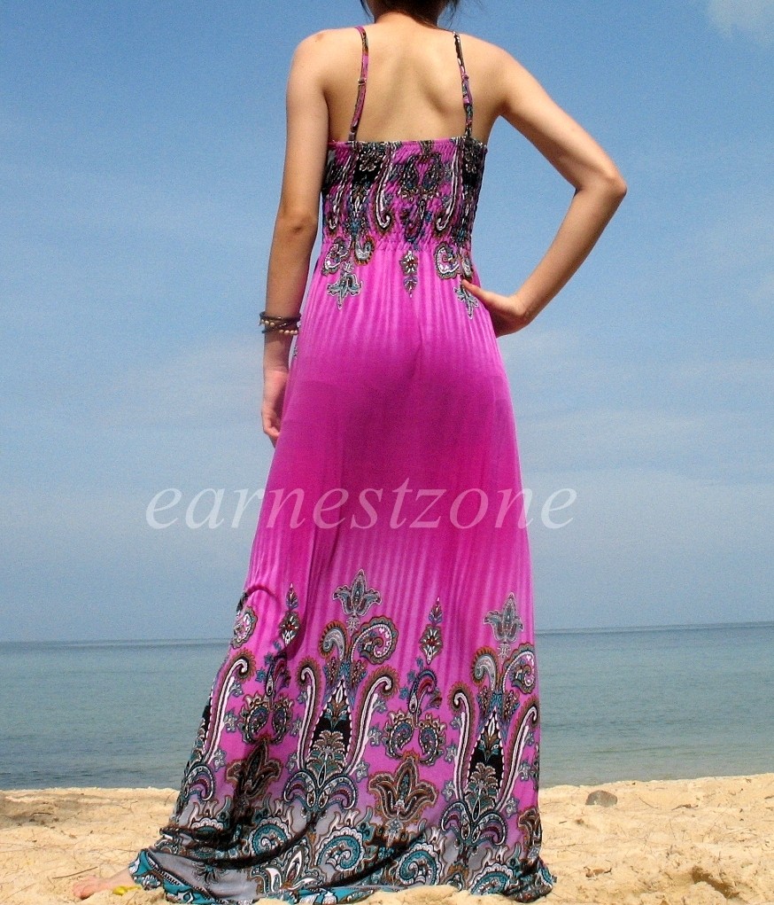 New Evening Party Beach Extra Long Sundress Wedding Cocktail Maxi Dress ...