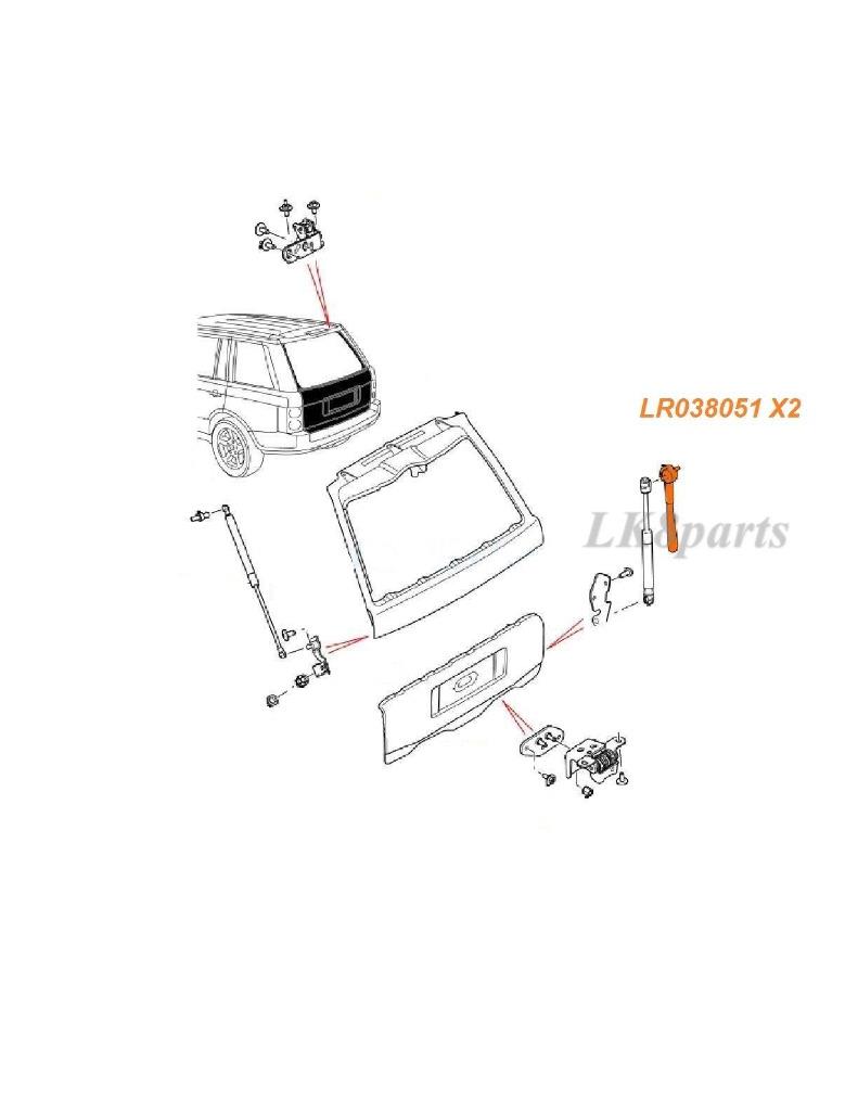 LAND ROVER RANGE ROVER 2003-2012 TAILGATE SUPPORT CABLE SET OF 2 ...