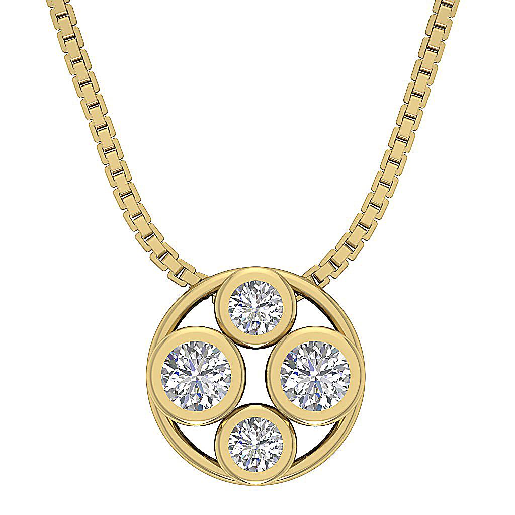 Circle Pendant Natural Diamond I1 G 0.45 Ct Necklaces Bezel Set 14K ...