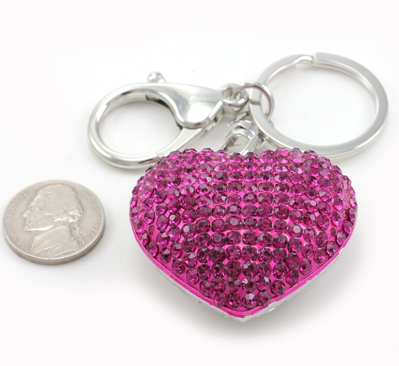 Valentine's Day Gift Hot Pink Heart Love Keychain Key Ring Charm Car ...