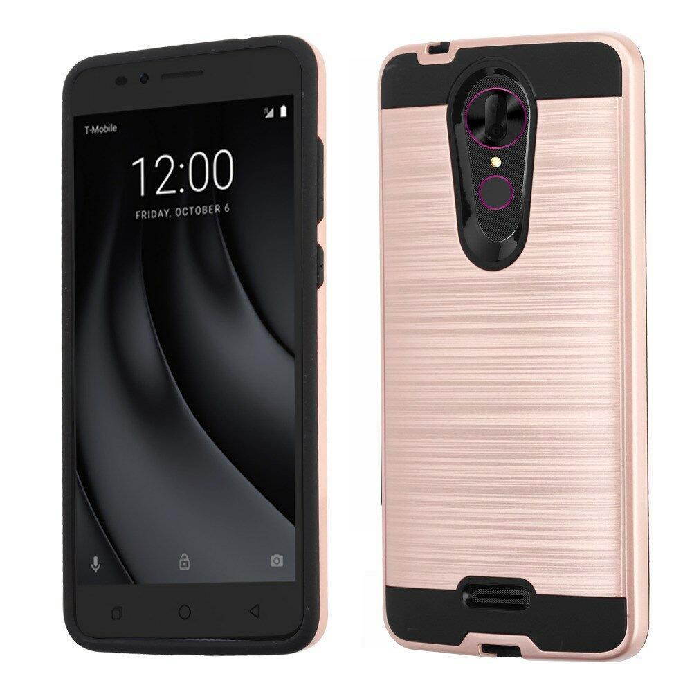 For TMOBILE REVVL PLUS (6 inch) Case Hybrid Brushed Metal Phone Cover ...
