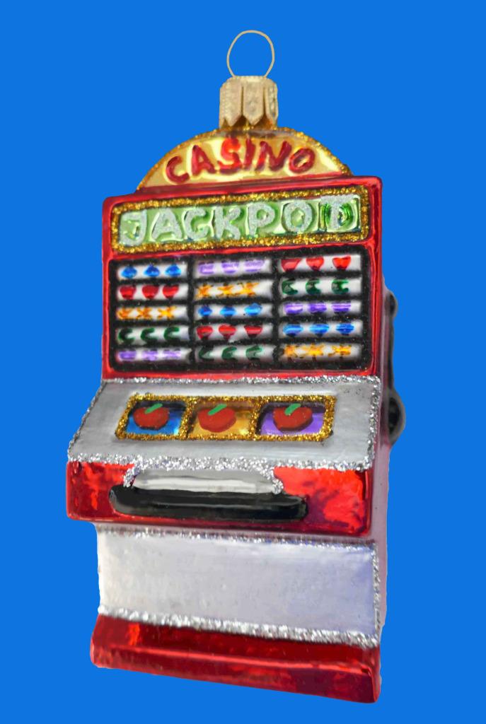 LAS VEGAS CASINO JACKPOT SLOT MACHINE GLASS CHRISTMAS ORNAMENT GAMBLING ...