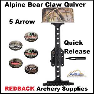 Alpine Bear Claw 5 arrow quick detach compound bow Quiver CAMO