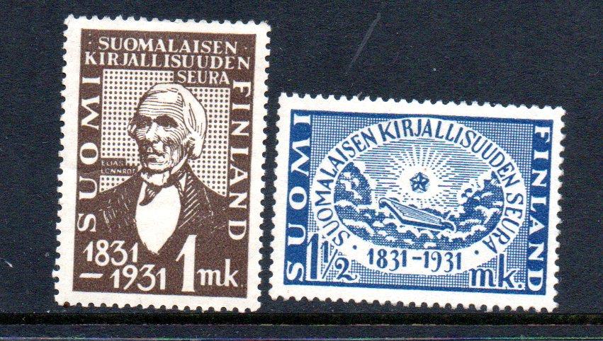 Finlandia Nuovo Di Zecca 1931 Sg285-286 Centenario Della Società Letteraria Finlandese