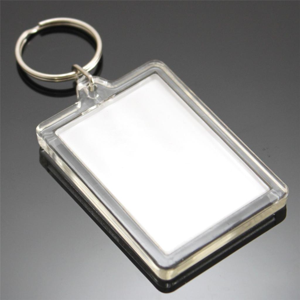 100x Clear Acrylic Plastic BLANK KEYRINGS 50 x 35 mm Insert - LARGE ...