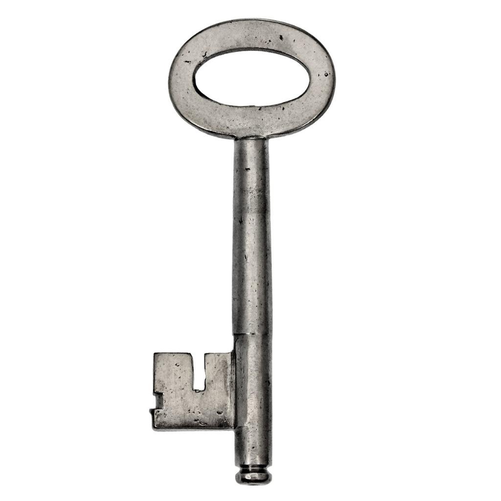 IRON KEY WITH SOLID SHAFT & Flat Oval Bow 3⅛" - Antique Key Vintage Key ...