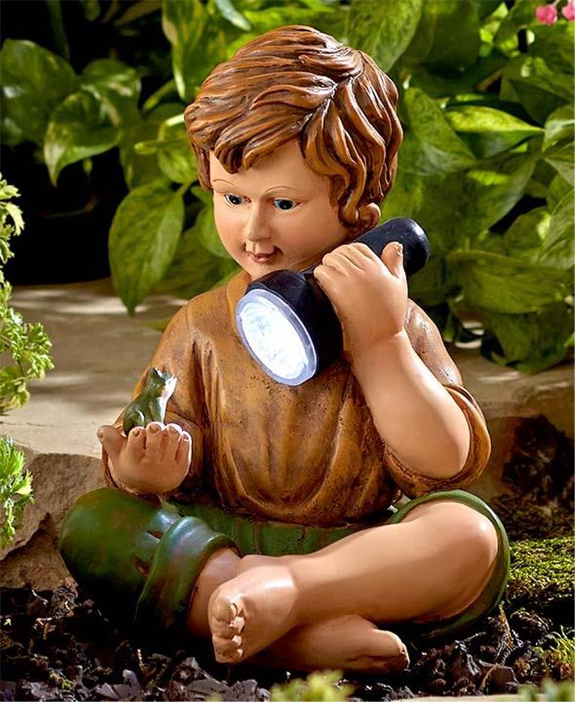 Solar Garden Statues Boy And Girl at Angela Bates blog