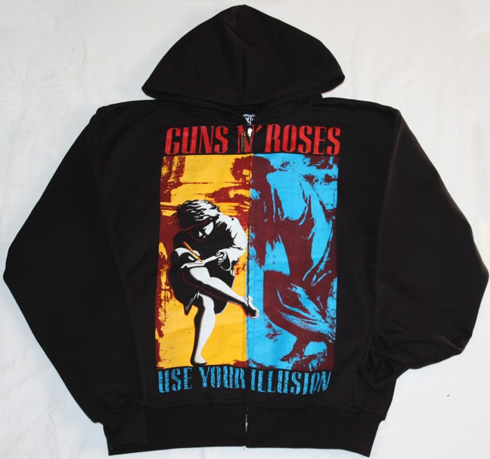 GUNS N ROSES USE YOUR ILLUSION ZIPPED HOODIE WITH POCKETS NEW BLACK ...