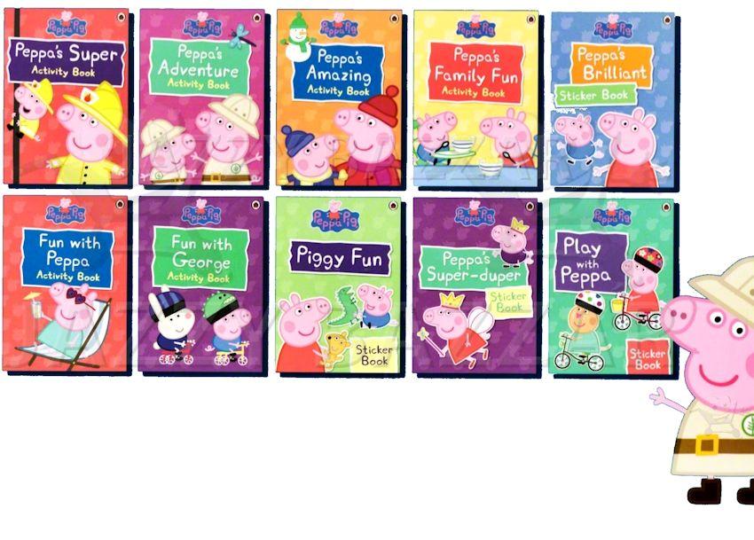 Peppa Pig Activity Carry Case 10 Books Collection 6 Activity +4 Sticker ...