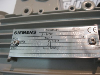 Siemens EN 60034(VDE 0530 series) 1LA7083-6AA11 3ph 50-60 HZ Drive ...