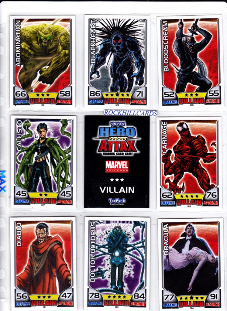 TOPPS HERO ATTAX MARVEL UNIVERSE- PICK YOUR OWN VILLAIN BASE CARD-#119 ...