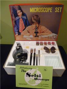 Selsi Microscope Set NIB Vintage 50x-750x Instruction Slide 1960's New ...