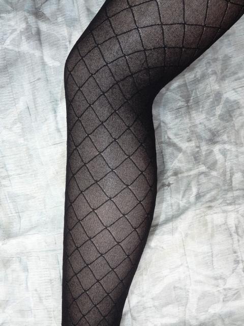 Designer Black Tights Diamond & Square Pattern by Flirt Quality Hosiery ...