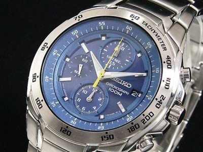 Seiko Mens Chronograph 100m Blue Face Watch SND699P1 Warranty,Box, RRP ...