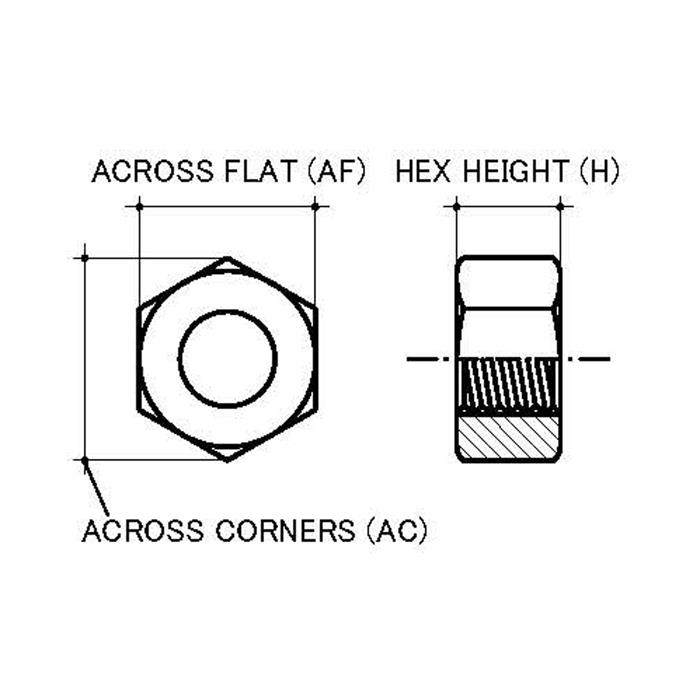 7/8" x 14 TPI UNF Fine Stainless A4-70 G316 Hex Standard Nuts ANSI B18.2.2