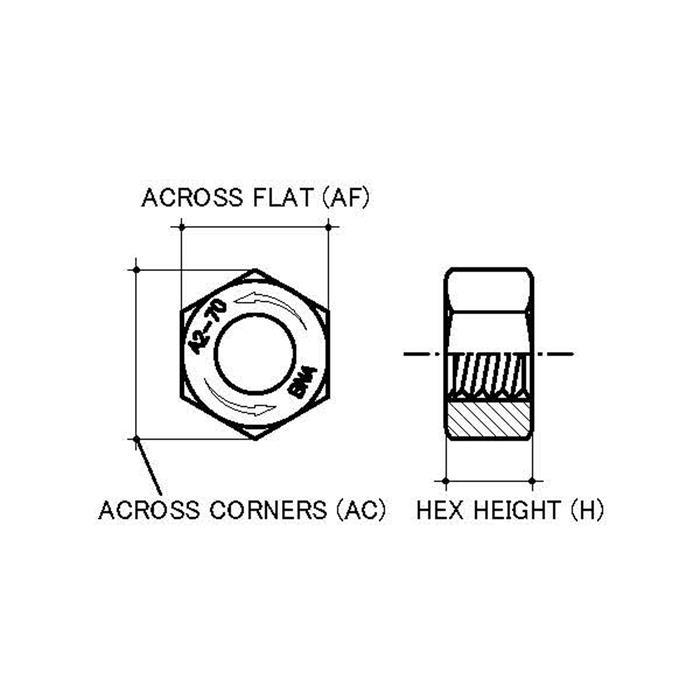 M12 x 1.75p Metric Coarse Left Hand Stainless A2-70 G304 Hex Standard ...