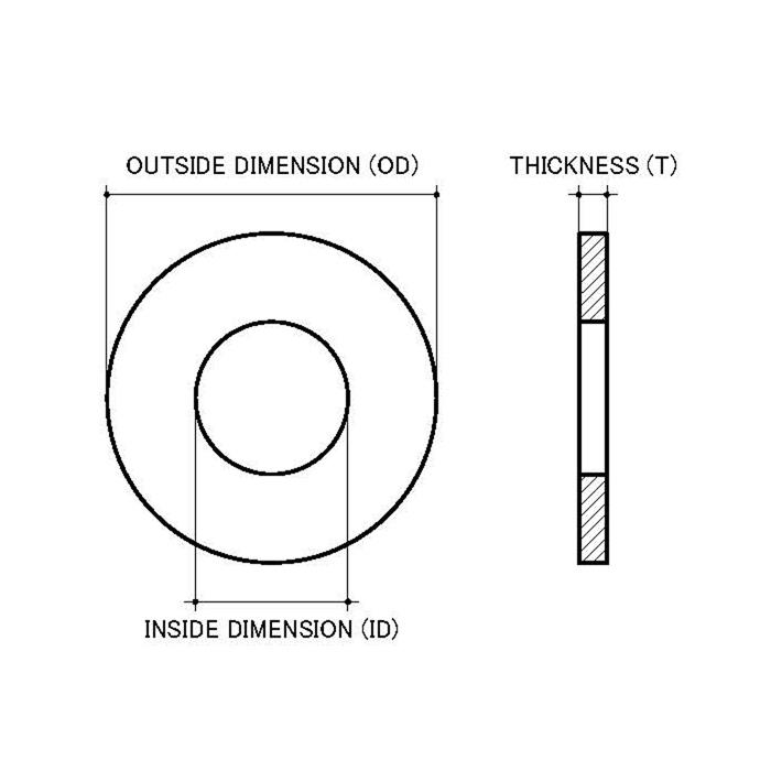 M6 (1/4") x 16mm x 1.4mm Plain Black Heavy Washers Low Tensile HEC Standard