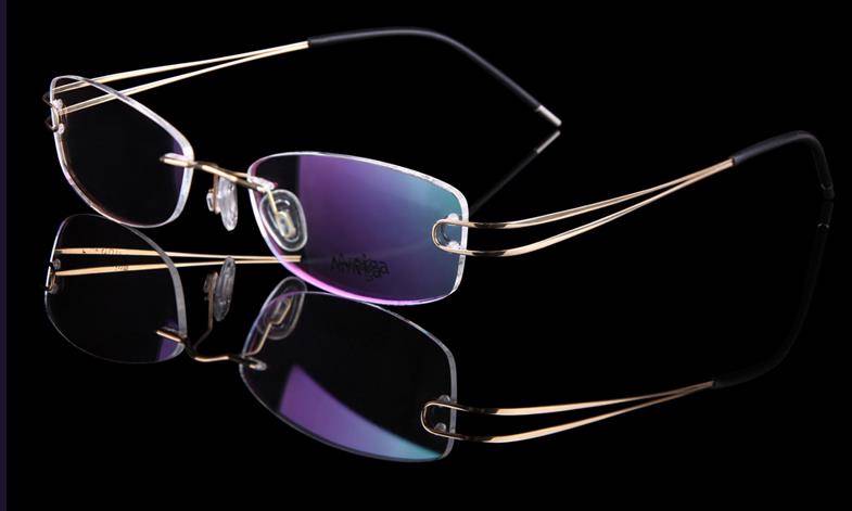 Womens Rimless Eyeglass Frames Titanium Flexible Optical Rx Able
