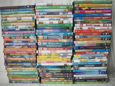 Huge Lot 90+ Family Kids DVD Movies Elmo Spongebob Thomas the Train ...