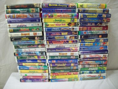 Lot of 60 Childrens Kids Family VHS Tapes Cartoons Movies DISNEY WINNIE ...