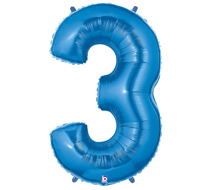 40" MEGALOON FOIL NUMBER 3 Three BALLOON YOU CHOOSE COLOR FREE SHIPPING ...