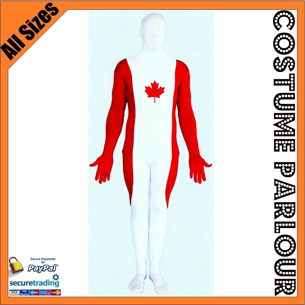 Canadian Flag Zentai Second Skin Canada Suit Fancy Dress Costume ALL ...