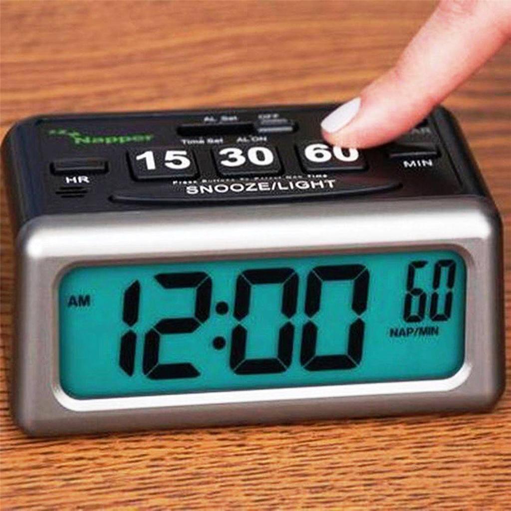 Napper Digital Lcd Alarm Clock With Nap Timer And Snooze Buttons Backlit