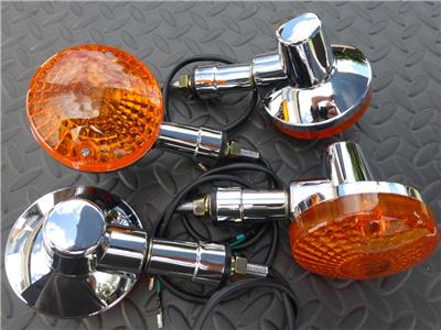 4 x Chrome Plated Front & Rear Motorcycle Indicators Universal Fit ...