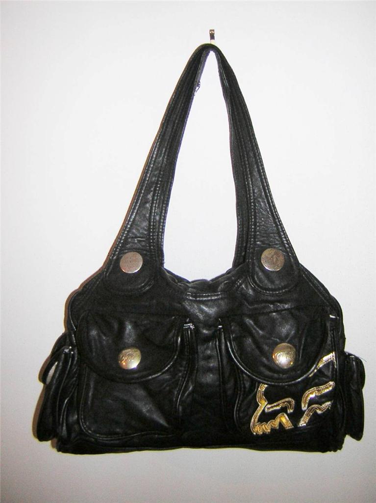 Fox Racing Paparazzi 3 Handbag Black Gold Ladies Rare Hand Bag Purse ...