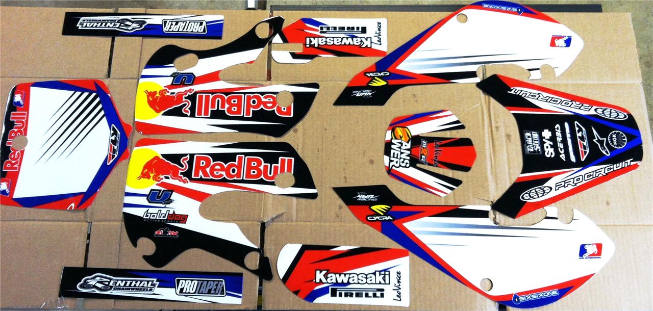 Klx 110 02-09 kx 65 02-143 Kawasaki Bull Red Graphics Kit Red | eBay