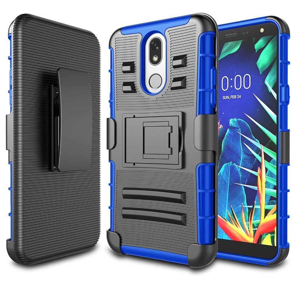 For LG K40/K12 Plus Armor Case Cover With Kickstand Belt Clip + Screen ...