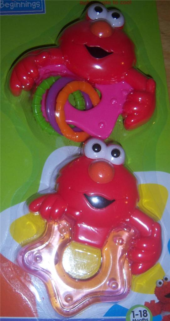 Sesame Street 2PK Rattle with Rings & Teether, ELMO, COOKIE MONSTER ...