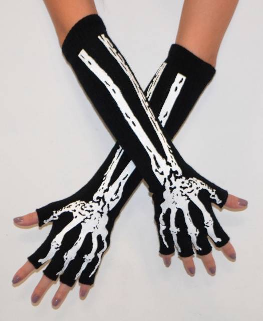 New Cool Emo Punk Rock Long Sleeve Fingerless Warm Arm Warmers Gloves ...
