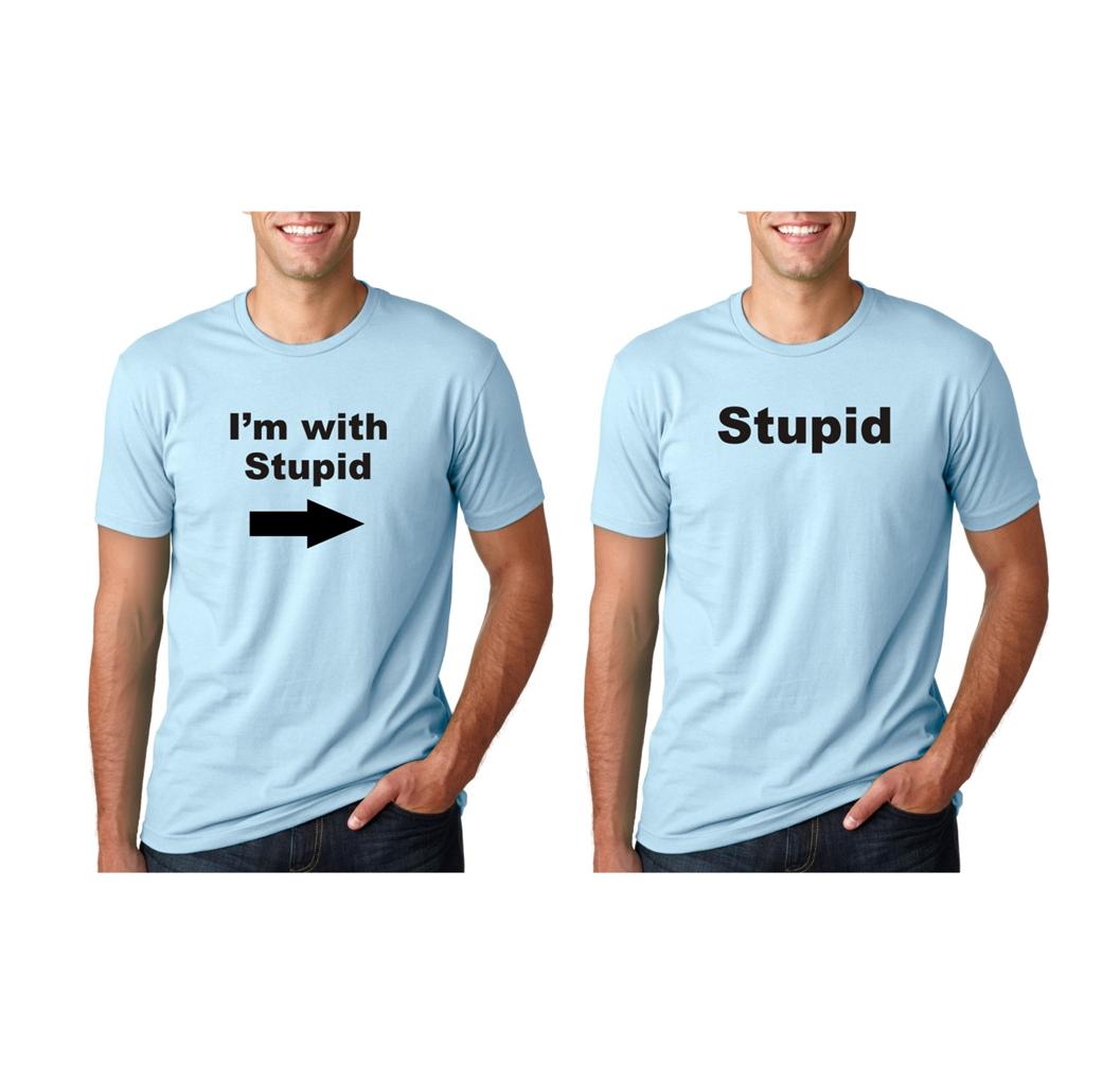 Mens I'm With Stupid Funny 2 Pack T-Shirt Humor Comedy Arrow Tee | eBay