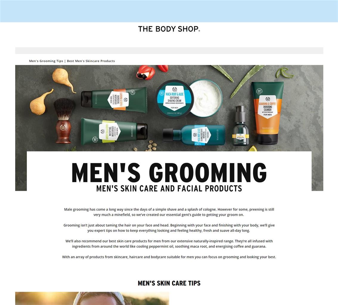The Body Shop ~ MEN'S GROOMING ~ Skin Care And Shaving & Facial ...