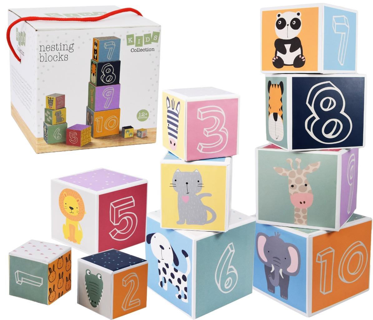 Baby Large Nesting & Stacking Blocks Cubes Set Numbers, Animals, Shapes ...