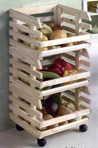 Wooden Kitchen Vegetable Storage Rack