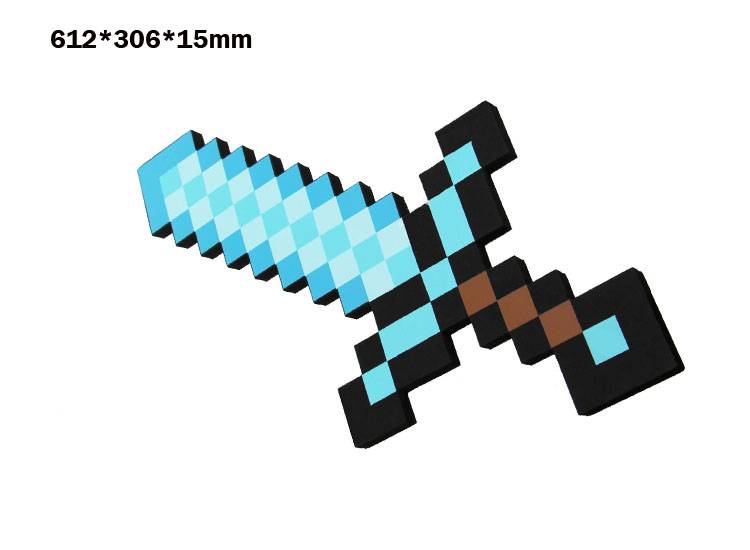 Minecraft Large Blue Diamond Sword Pickaxe axe EVA Weapons Plush Doll ...