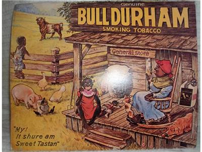 Genuine Vintage Bull Durham Smoking Tobacco Poster Sign Ad Black ...