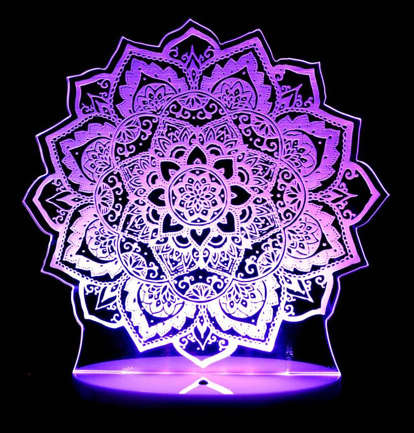 MANDALA FLOWER - BEAUTIFUL DETAIL LED NIGHT LIGHT COLOUR CHANGE TABLE ...