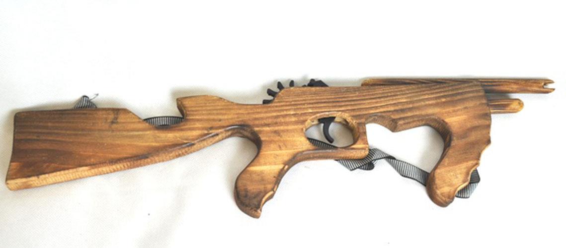 Rubber Band Gun Timber Tommy Machine Gun Launcher Wooden Toy BRAND NEW ...