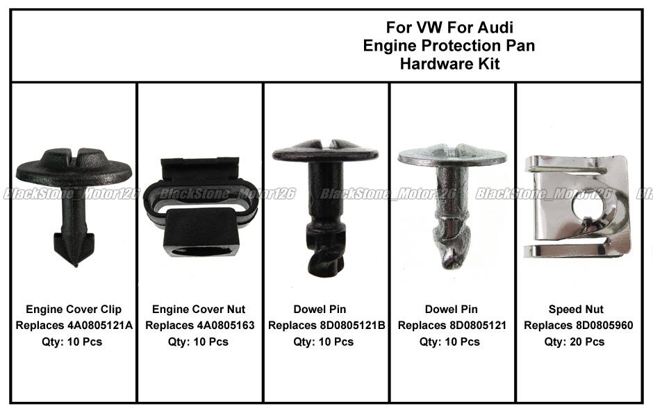 60 Engine Protection Pan Hardware Kit Pin Clip Nut For Audi A4 S4 For ...