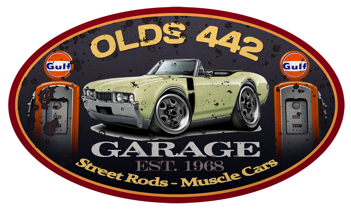 1968 Olds 442 Cutlass Convertible Garage Sign Wall Art Graphic Sticker ...