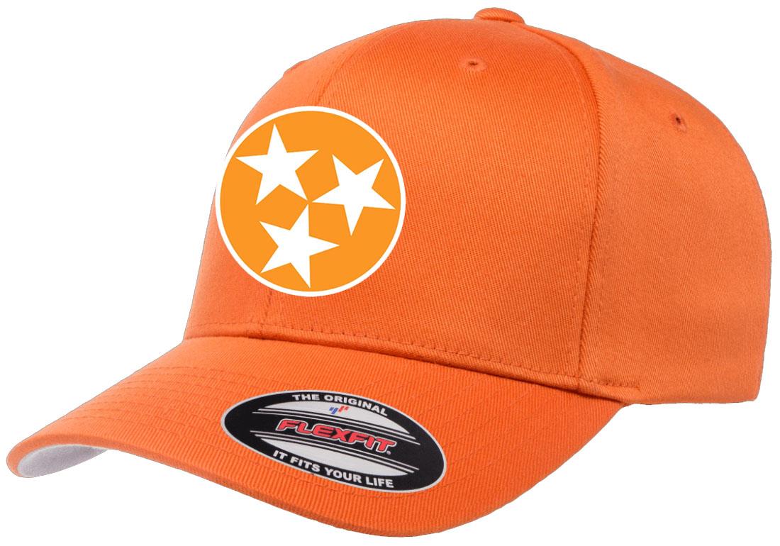 Tennessee Flag Tri Star Roundel Orange Logo Flexfit 6277 Fitted Hat Cap ...